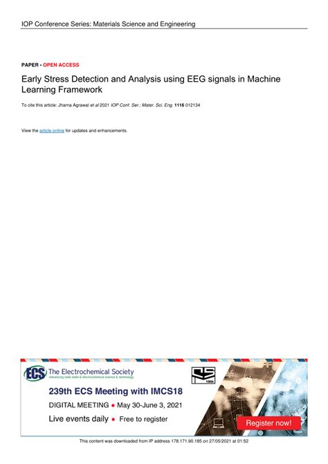 Pdf Early Stress Detection And Analysis Using Eeg Signals In Machine Learning Framework