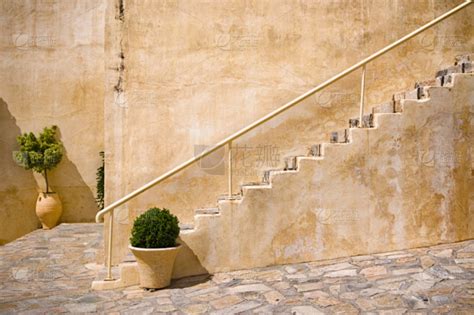 石材 楼梯 台阶 水平画幅 墙 建筑 无人 之字形 古老的 户外