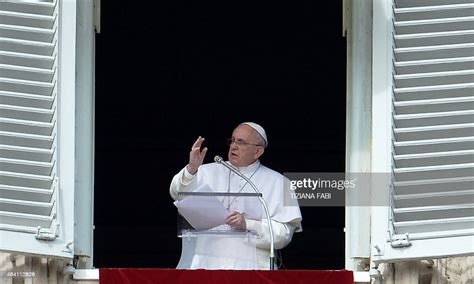 Pope Francis Addresses The Crowd From The Window Of The Apostolic