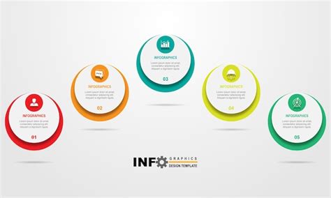 5가지 옵션 또는 단계가 있는 벡터 인포그래픽 원 디자인 템플릿입니다 프리미엄 벡터