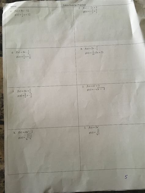 Solved Extra Inverse Practice Find The Inverse Of Each