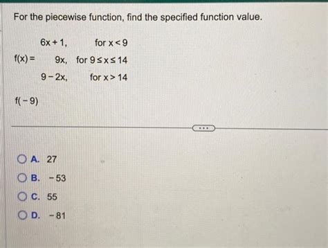 Solved For The Piecewise Function Find The Specified