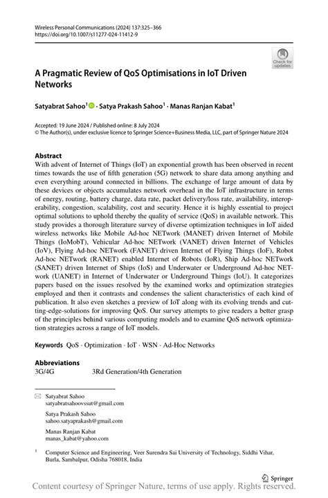 A Pragmatic Review Of Qos Optimisations In Iot Driven Networks Request Pdf