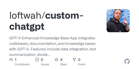 Github Loftwahcustom Chatgpt Gpt 4 Enhanced Knowledge Base App Integrates Codebases