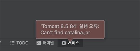intellij에서 tomcat 실행 시 tomcat 8 5 84 실행 오류 can t find catalina jar