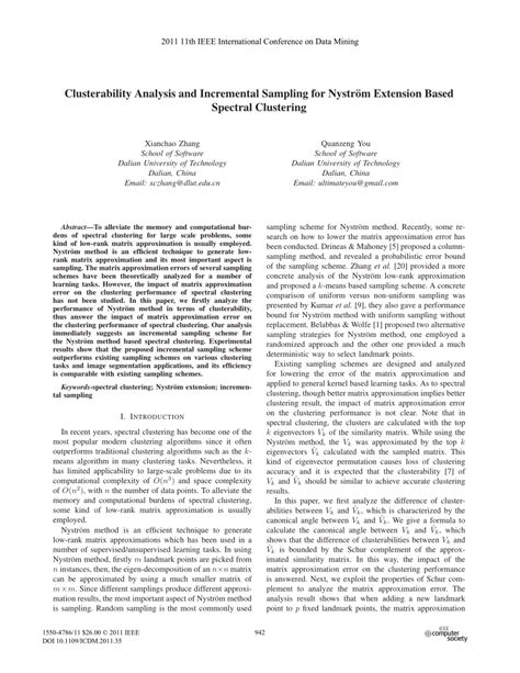 Pdf Clusterability Analysis And Incremental Sampling For Nyström Extension Based Spectral