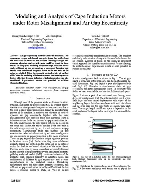 Modeling And Analysis Of Cage Induction Motors Under Rotor Misalignment