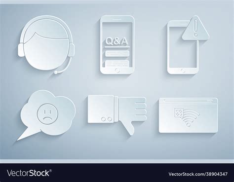 Set Dislike Mobile With Exclamation Mark Speech Vector Image