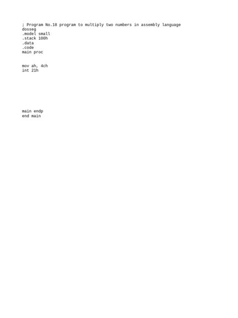 program no 18 program to multiply two numbers in assembly language pdf