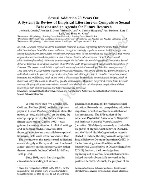 PDF Sexual Addiction Years On A Systematic Review Of Empirical Literature On Compulsive