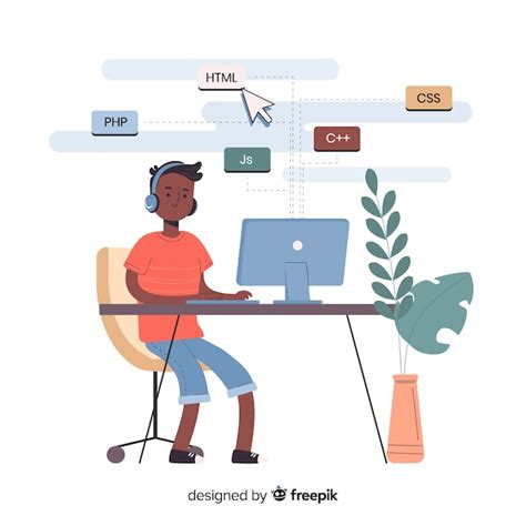Programmeur Travaillant Au Bureau Vecteur Gratuite