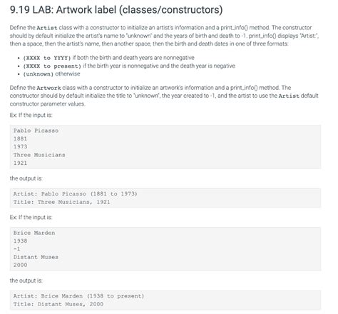 Solved Define The Artist Class With A Constructor To