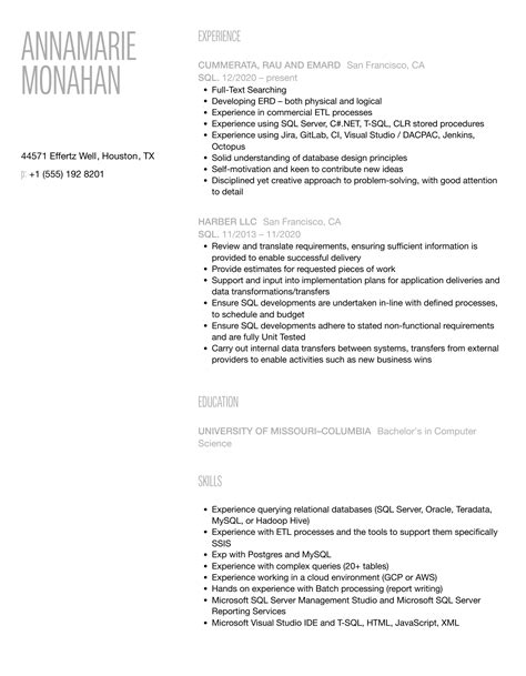 SQL Resume Samples Velvet Jobs SQL Resume Samples Velvet Jobs