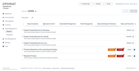 進階威脅偵測 模組 Metadefender 訪問 Opswat