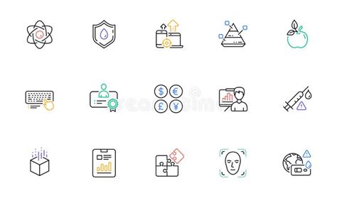 Certificate Pyramid Chart And Atom Core Line Icons For Website Printing For Design Vector