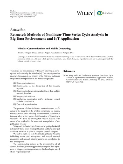 Pdf Retracted Methods Of Nonlinear Time Series Cycle Analysis In Big