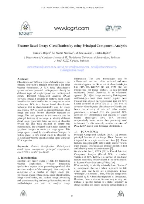 Pdf Feature Based Image Classification By Using Principal Component