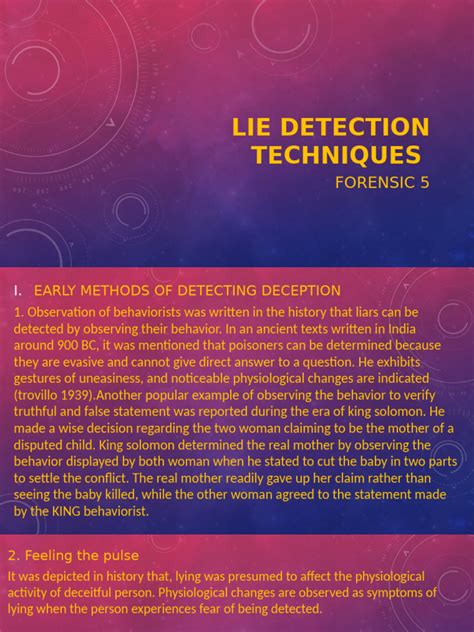 forensic 5 lie detection techniques pdf polygraph lie