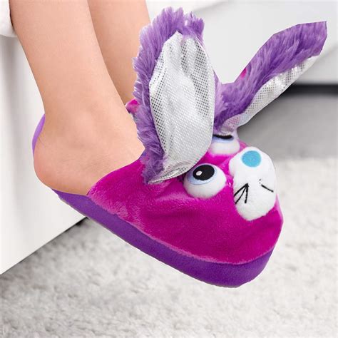 Stompeez Bunny Slippers With Personality Purple Pink Small Size 9 11