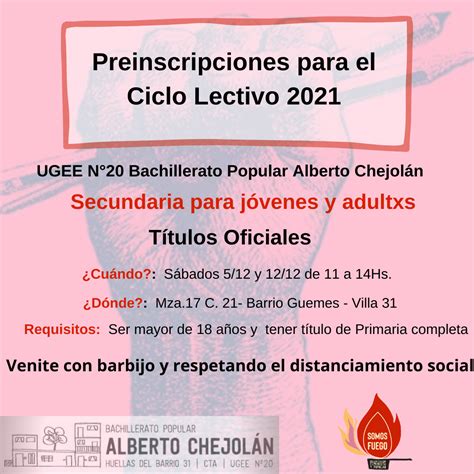 Preinscripciones Para El Ciclo Lectivo 2021 Secundaria Para Jóvenes Y