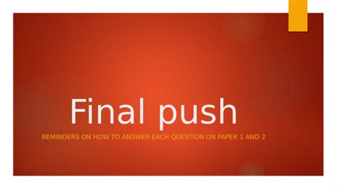 Final Push English Gcse Breakdown Teaching Resources