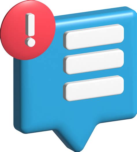 3d rendered popup message icon with red warning sign 26672794 png