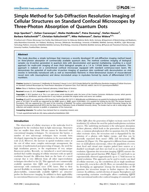 Pdf Simple Method For Sub Diffraction Resolution Imaging Of Cellular