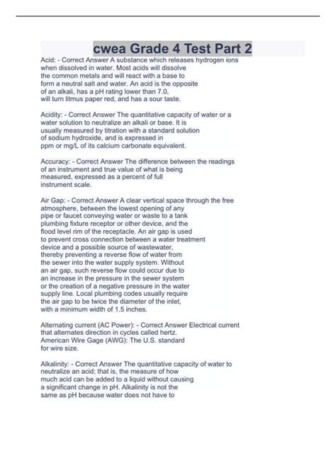 Cwea Grade Test Part Cwea Grade Stuvia US