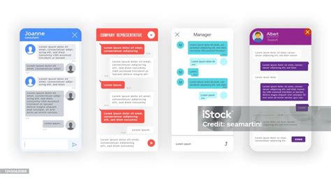 챗봇 봇 메신저 앱 인터페이스 지원 채팅 사용자 경험에 대한 스톡 벡터 아트 및 기타 이미지 사용자 경험 챗봇 Brand Name Smart Phone Istock
