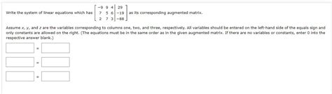 solved write the system of linear equations which has