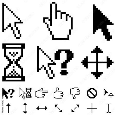 Standard Pixel Cursors Vector Set Isolated On White Stock Vector Adobe Stock