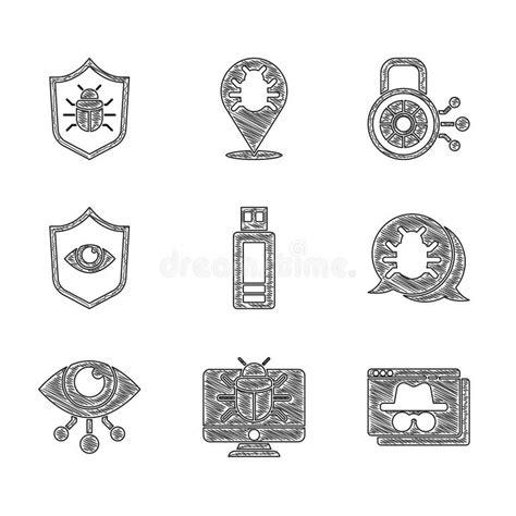 Set Usb Flash Drive System Bug On Monitor Browser Incognito Window Eye Scan Shield And Eye