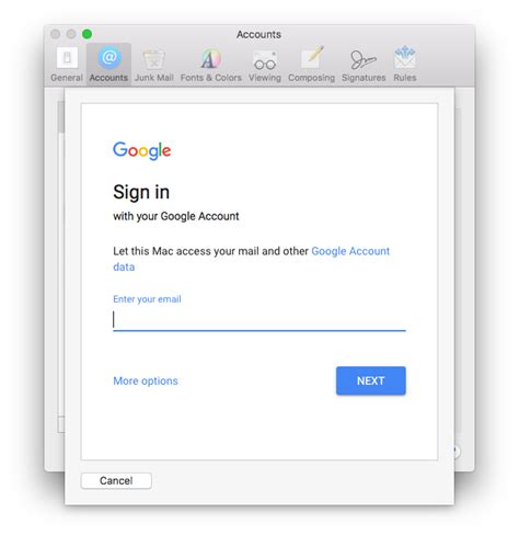 imap how does apple mail macos sierra access gmail super user