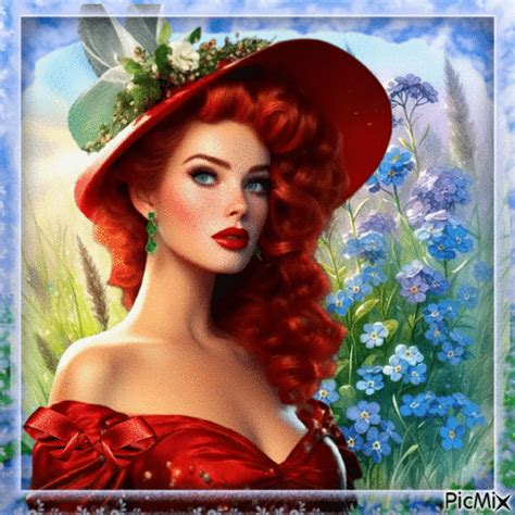 Redhead Woman Blue Eyes  Animé Gratuit Picmix
