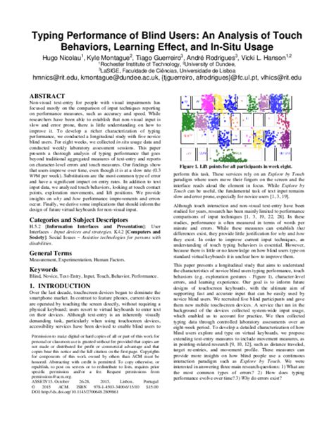Pdf Typing Performance Of Blind Users An Analysis Of Touch Behaviors