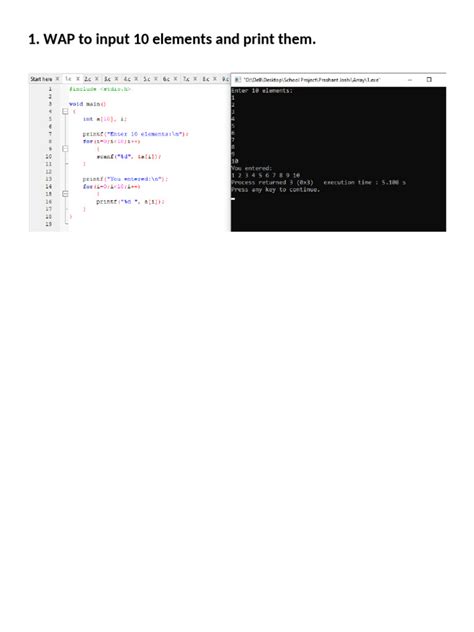 Some Class 11 Basic Array Questions And Codes Of C Program Pdf
