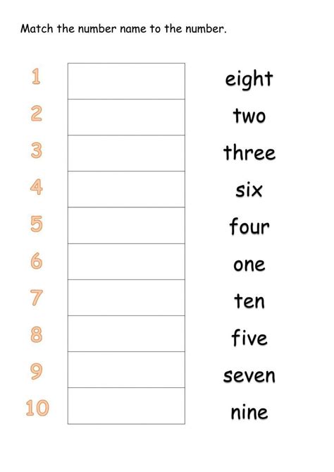 Matching Number Name To Numbers 1 10 Worksheet Live Worksheets