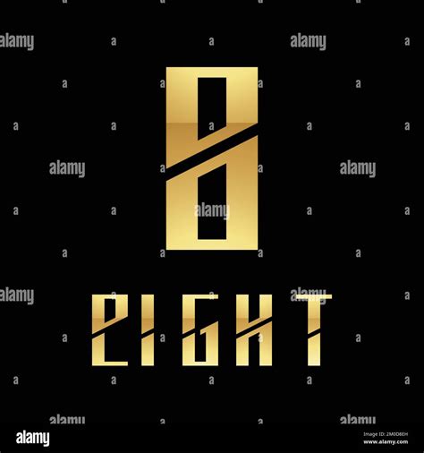 Golden Symbol For Number 8 On A Black Background Icon 9 Stock Vector