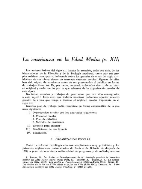 La Enseñanza En La Edad Media S Xii Pdf