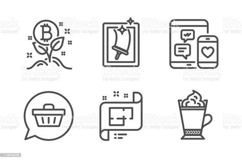 건축 계획 비트 코인 프로젝트 및 쇼핑 카트 아이콘 세트 벡터 고급에 대한 스톡 벡터 아트 및 기타 이미지 고급 공학 놀라움 Istock