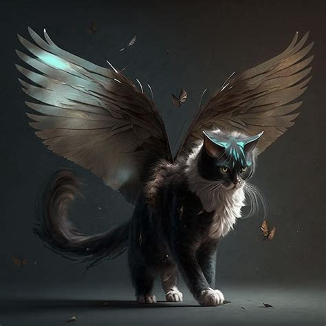 Premium Photo Cat Cute With Wings And Fly Ai Generated Art