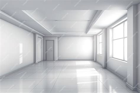 배경에 흰색 벽이 있는 빈 거실 흰색 벽이 있는 현대적인 거실 인테리어 현대 집에 창문이 있는 빈 방generative Ai