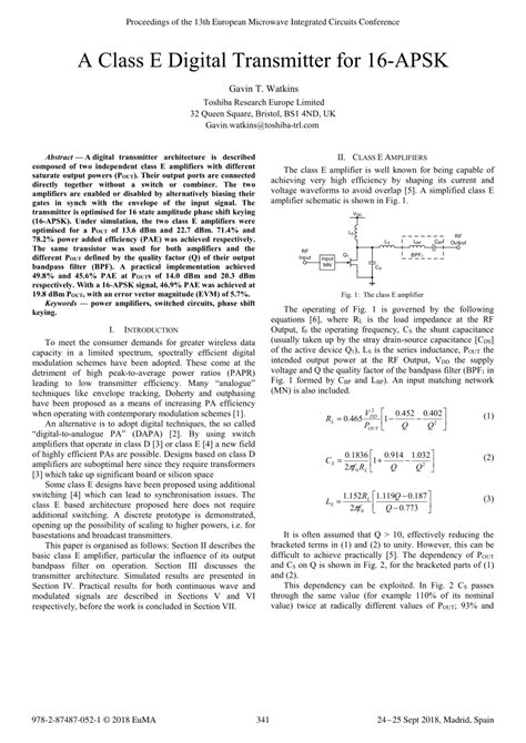 Pdf A Class E Digital Transmitter For 16 Apsk