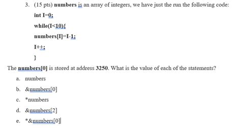 Solved 3 15 Pts Numbers Is An Array Of Integers We Have