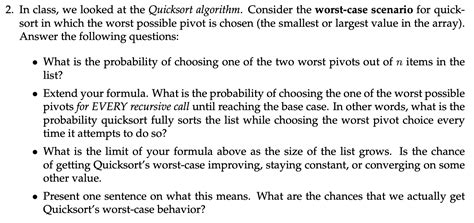 Solved 2 In Class We Looked At The Quicksort Algorithm
