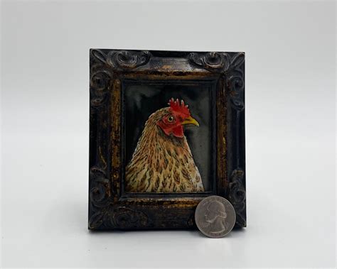 Chicken Framed Miniature Watercolor Art Print By James Steeno Mini Art Small Art Tiny Art
