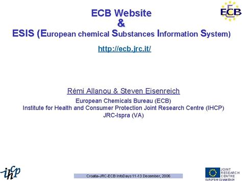 Ecb Website Esis European Chemical Substances Information System