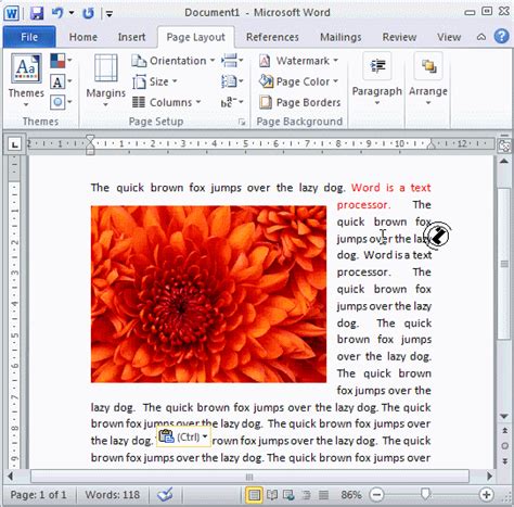 WORD 2010 MOUSE POINTER Changing PICTURE POSITION WORD 2010 MOUSE POINTER Changing PICTURE POSITION