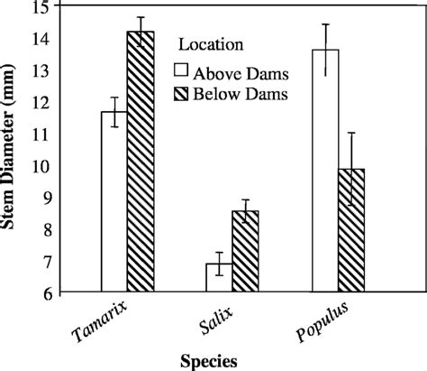 Mean Stem Diameter SE Of Stands Above And Below Both Dams Pooled Download Scientific