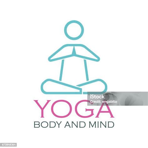 귀하의 슬로건에 대 한 텍스트 공간 요가 몸과 마음 명상 아이콘 슬로건 벡터 일러스트 레이 션 건강한 생활방식에 대한 스톡 벡터